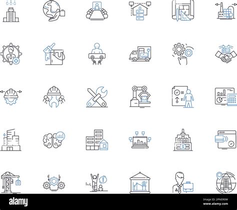 Manufacturing Corporation Line Icons Collection Production Assembly