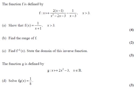 Exam Questions Inverse Functions Examsolutions