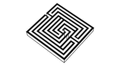 Isometric View Of A Black And White Maze The Square Shaped Labyrinth Features Stock