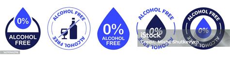 알코올 무료 아이콘 벡터 세트입니다 알코올 엠블럼 제로 알코올 라벨 0 무알콜 안전한 제품에는 알코올이 포함되어 있지 않으며 0 기호가 포함되어 있습니다 피부와 몸 배려