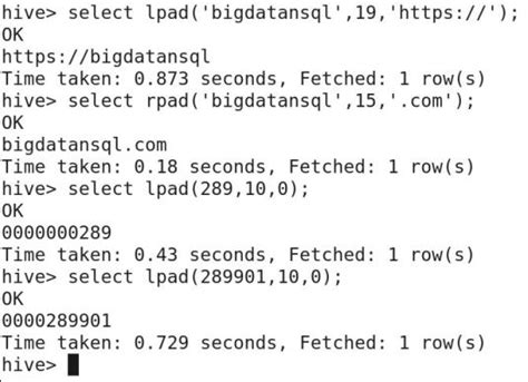 Padding Functions In Apache Hive And Apache Impala Big Data And Sql