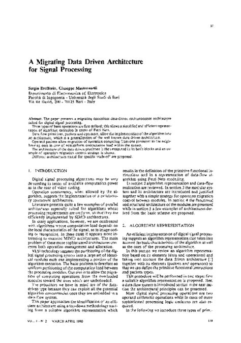 Pdf A Migrating Data Driven Architecture For Signal Processing