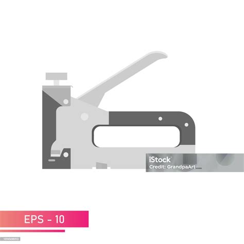 금속 케이스의 시공 스테이플러 사실적인 디자인 흰색 배경에 근로자를 위한 도구입니다 플랫 벡터 그림입니다 못에 대한 스톡 벡터 아트 및 기타 이미지 Istock