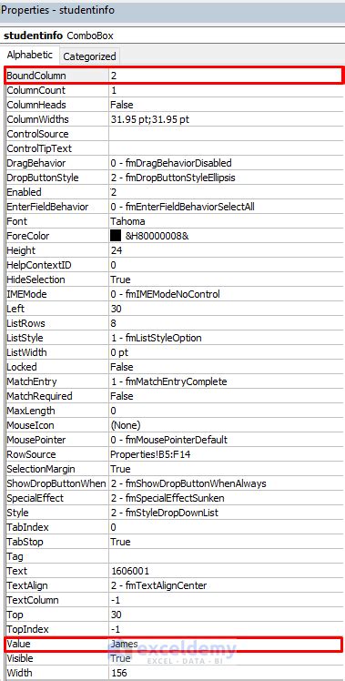 Excel Vba Combobox Important Properties