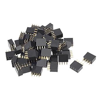 Uxcell 50Pcs 2 54mm Pitch 2x4 Pin Double Row Straight Connector Female Pin Header Strip PCB