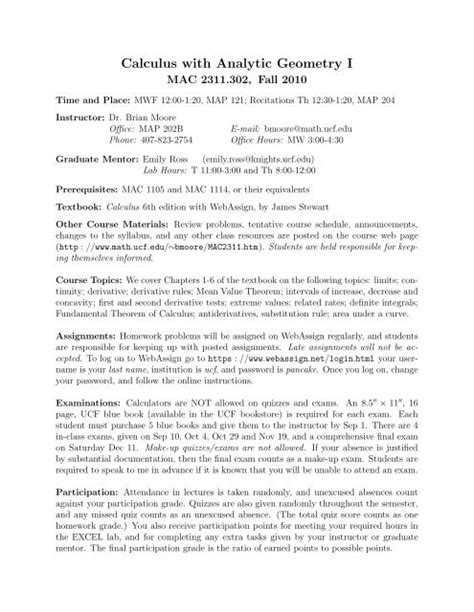 Calculus With Analytic Geometry I