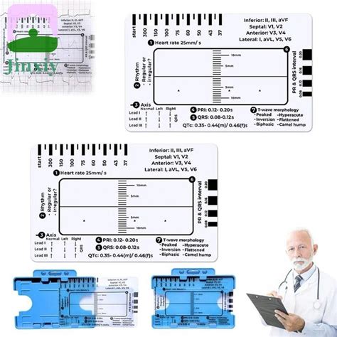 Jinxiy Ecg Ekg Reference Guide Interpretation With Protective Sheath Ecg 7 Step Ruler Card