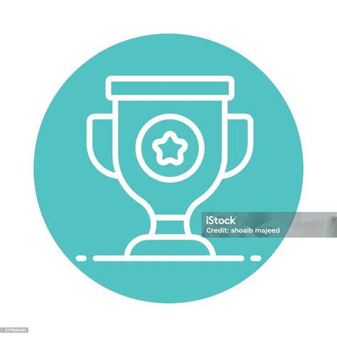 트로피 벡터 윤곽선 원 디자인 아이콘 흰색 배경에 수상 기호 Eps 10 파일 3차원 형태에 대한 스톡 벡터 아트 및 기타 이미지 3차원 형태 Championship