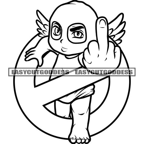 Funny Cartoon Character Showing Middle Finger Fuck Hand Sign Design El