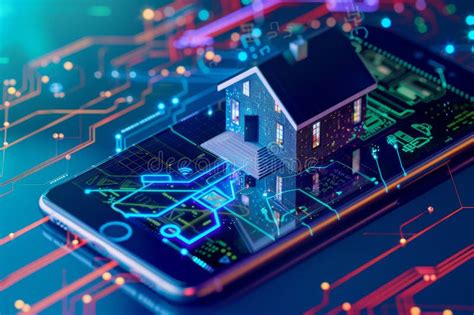 Smart Home Concept House On Mobile Screen With Wireless Connections For Iot Home Automation