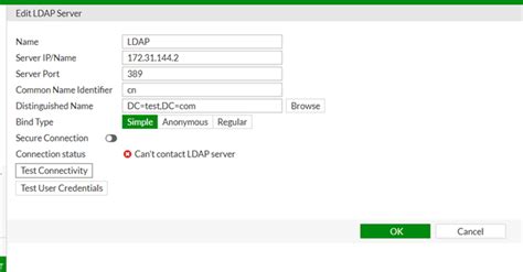 Troubleshooting Tip Status Of Ldap Server Connect Fortinet Community