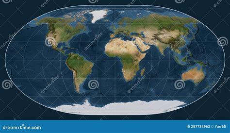 World Map Satellite Loximuthal Projection Meridian 0 Stock Illustration Illustration Of