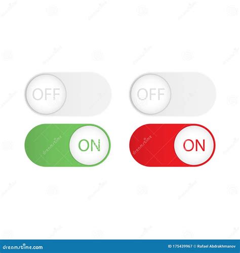 Gray Off Green And Red On Radio Switch Button With Shadows On A White Background Elements