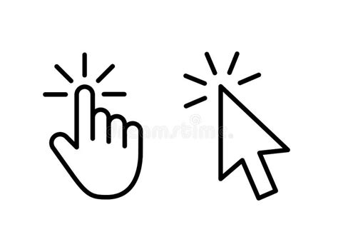 Computer Mouse Click Cursor Gray Arrow Icons Set And Loading Icons