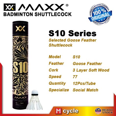 100 Original Maxx S10 Series Badminton Shuttlecock Bulu Tangkis