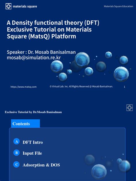 Dft Tutorial Matsq Mosab Banisalman Pdf Density Functional Theory Adsorption