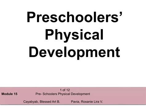 Pre Schoolers Physical Development Pptx