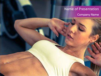 Professional Female Fitness Competitor Doing Ab Exercises In Gym Club Active Workout For Women