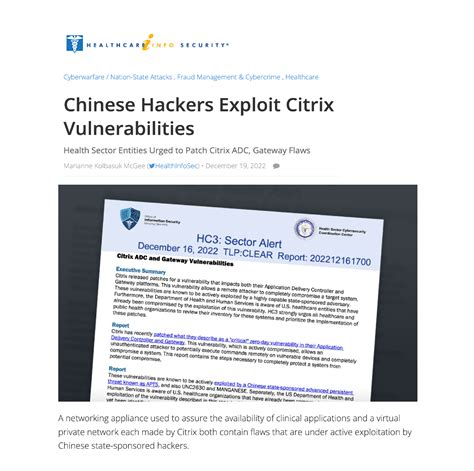 Sinasamantala Ng Mga Chinese Hacker Ang Mga Kahinaan Ng Citrix Health Isac Sentro Ng