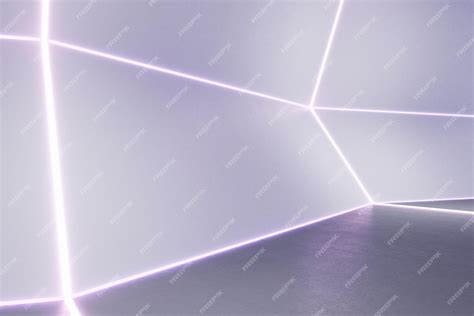 조명이 있는 현대적인 흰색 미래형 복도 우주선 개념 3d 렌더링 프리미엄 사진