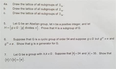 Solved 4a Draw The Lattice Of All Subgroups Of Z2 B Draw