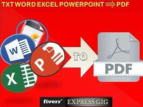i will convert word excel powerpoint txt files to pdf files for 5