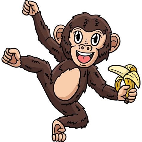 Обезьяна мультфильм цветной клипарт иллюстрация Премиум векторы
