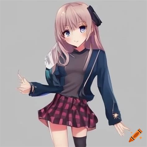 Cute Anime Girl Wearing Casual Outfit On Craiyon