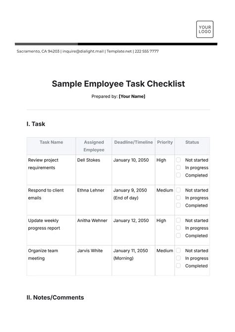 Free Task Checklist Template To Edit Online