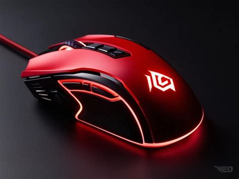 A Red And Black Computer Mouse With The Letter T On It Premium AI Generated Image