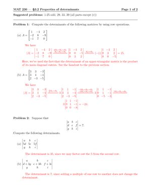 Quiz Solutions MAtrix Algebra Quiz With Answers MAT Name Solutions Quiz