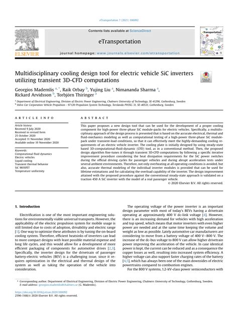 pdf multidisciplinary cooling design tool for electric vehicle sic