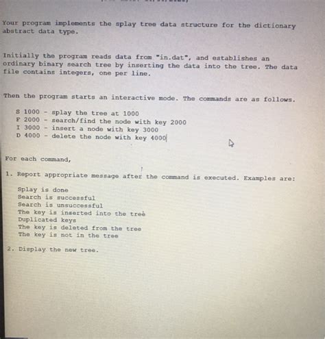 Solved Your Program Implements The Splay Tree Data Structure Chegg