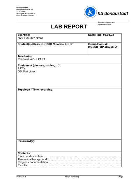 Nvs1 Ue 307 Nmap Clear V2 Pdf Software Computing