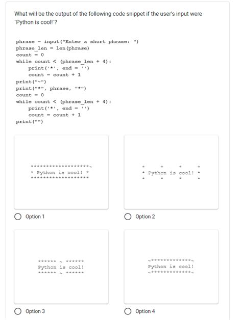 Solved What Will The Following Code Snippet Print