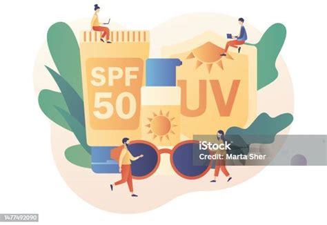 Spf 수준이 다른 제품 자외선 차단 개념 튜브와 자외선 차단제 크림 로션 젤 병 현대 평면 만화 스타일입니다 흰색 배경에 벡터 그림 사람들에 대한 스톡 벡터 아트 및 기타