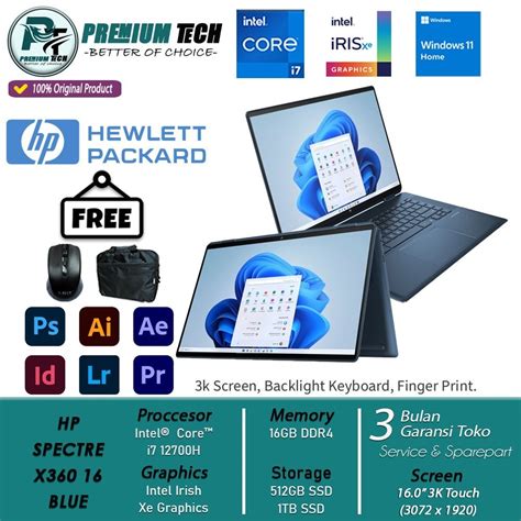 Jual Laptop In Hp Spectre X Intel I H Ram Gb Tb Ssd Iris Xe K Touch Backlit
