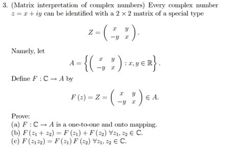 Solved Matrix Interpretation Of Complex Numbers Every
