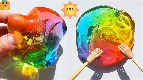 🌈레인보우 클리어 슬라임 유만슬🍊자연광ver Diy Slime Youtube