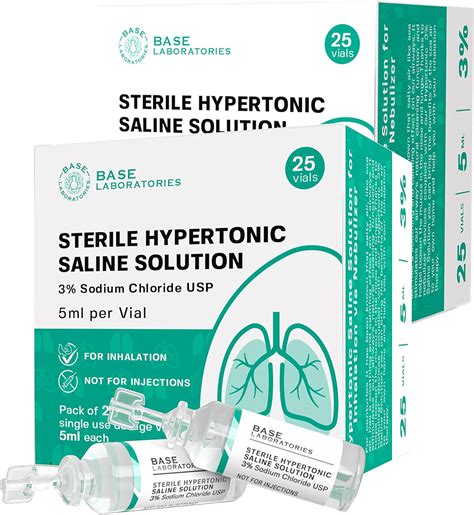 Base Labs 3 Hypertonic Saline Solution For Nebulizer Machine Saline Solution For