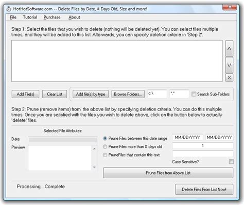 Delete Files By Date Range File Mask Or Number Of Days Old
