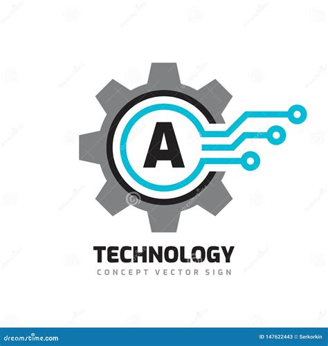 Technology Letter A Vector Logo Template Concept Illustration Cogwheel Gear Abstract Sign