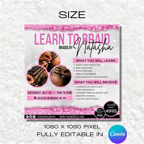 Diy Hair Braiding Class Flyer Hair Flyer Braids Flyer Etsy