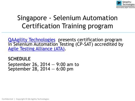 Selenium Certification Program Ppt