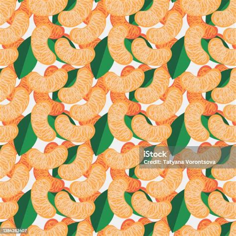 흰색 배경에 만다린 슬라이스와 녹색 잎 벡터 원활한 패턴 감귤에 대한 스톡 벡터 아트 및 기타 이미지 감귤 감귤류 과일 건강한 식생활 Istock