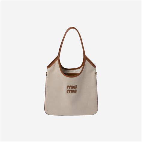 미우미우 아이비 캔버스 백 베이지 브랜디 Miu Miu Kream
