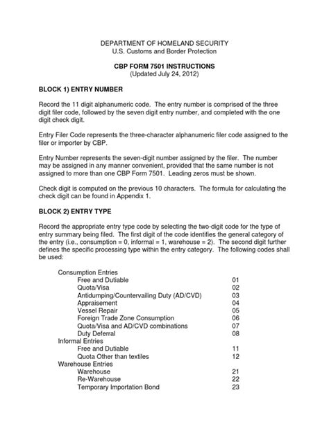 Cbp Form 7501 Instructions Pdf Social Security Number U S