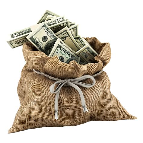 A Bag Of Money Sitting On A Black Background 70048205 Png