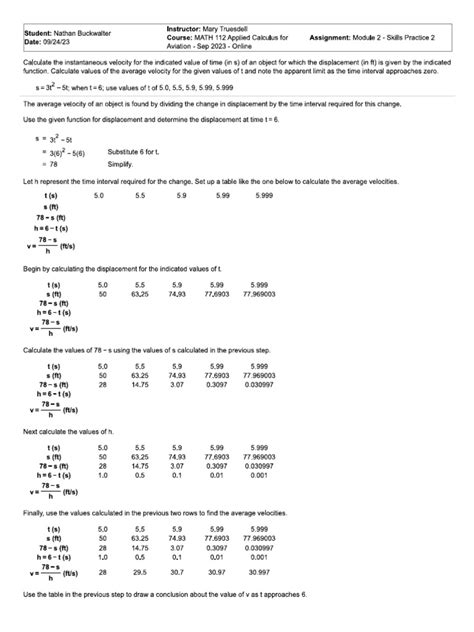 Calculate The Instantaneous Velocity Pdf