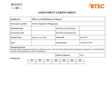 Assignment 2 Gbs210603 Phamtranminhhieu Assignment 2 Front Sheet Qualification Btec Level 5